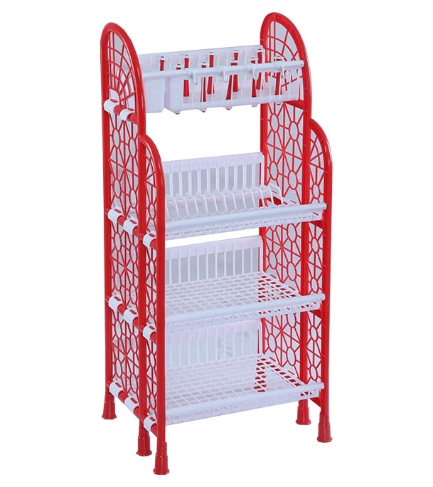 Modern Kitchen Rack 4 Step Red & White | RFLeShop